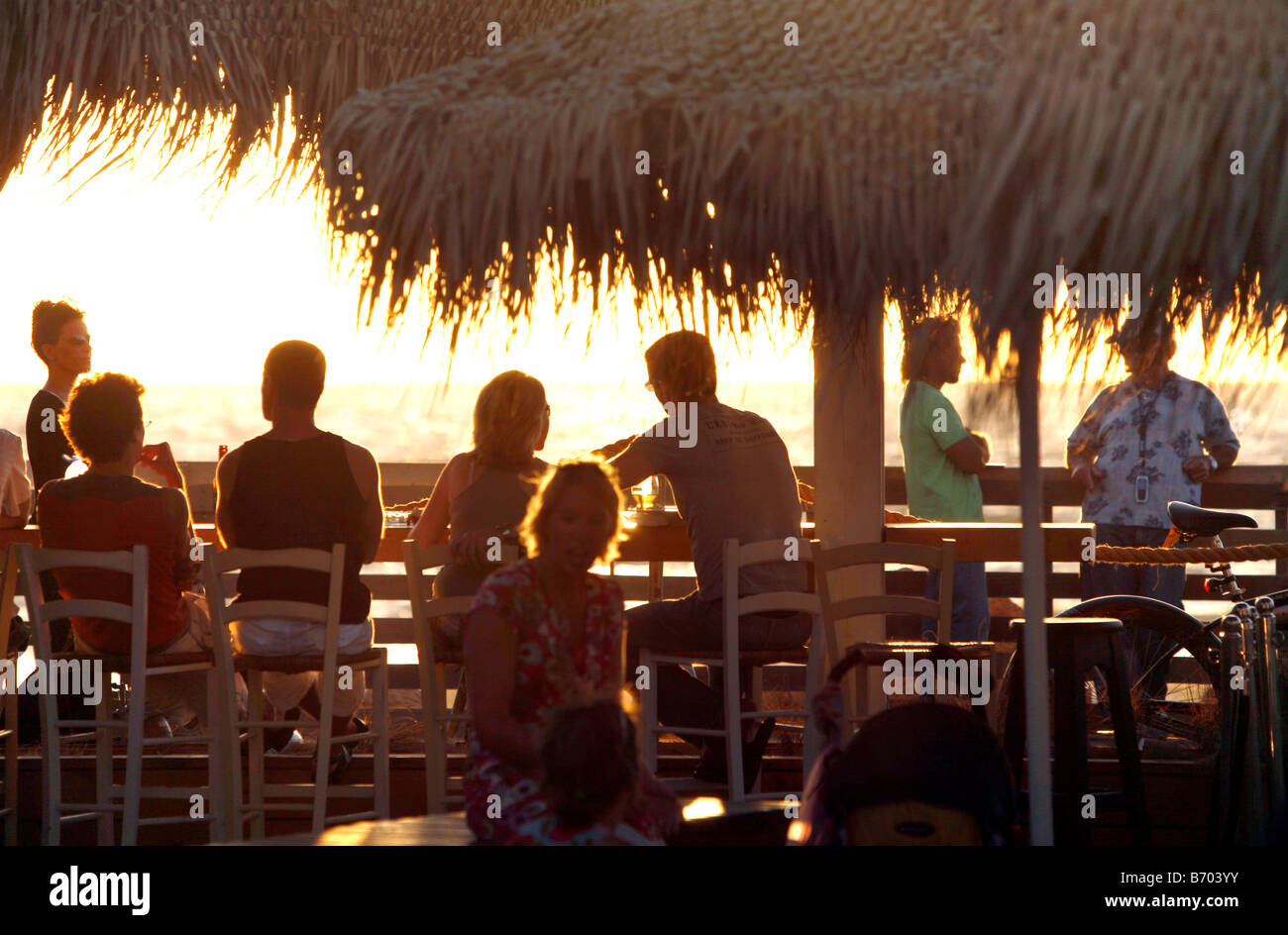 People at a Beach bar at sunset, Tel Aviv, Israel Stock Photo - Alamy