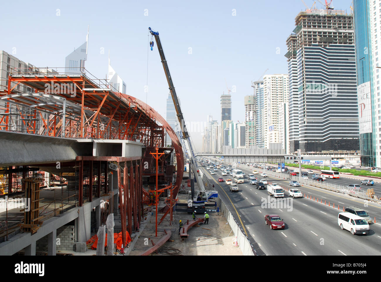 Construction of the metro in Downtown Dubai Stock Photo - Alamy