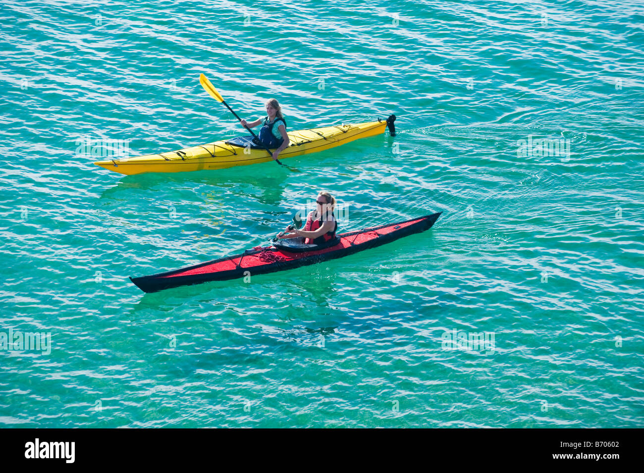 Two people sea kayaking in Kino Bay, Mexico Stock Photo - Alamy
