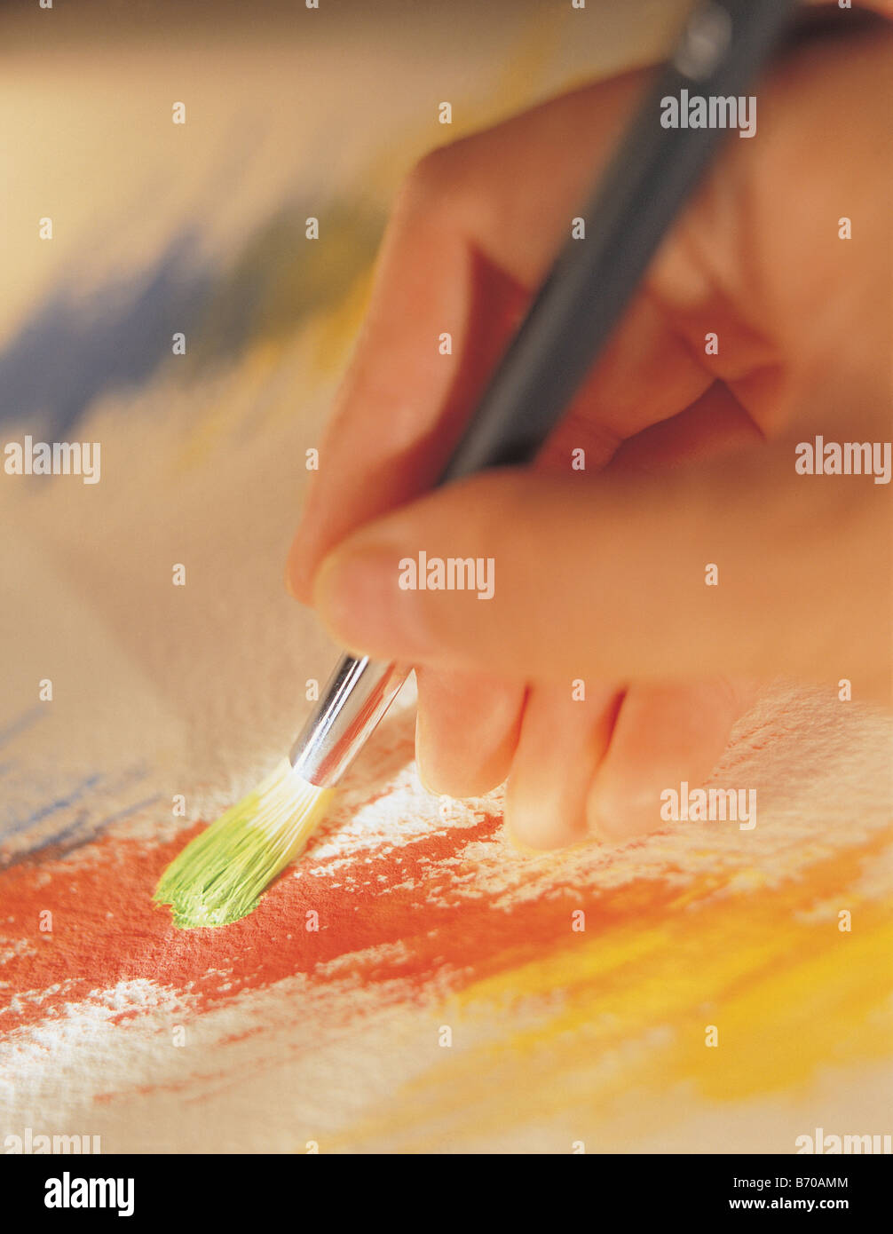 Close-up of a color brush drawing on the paper Stock Photo - Alamy