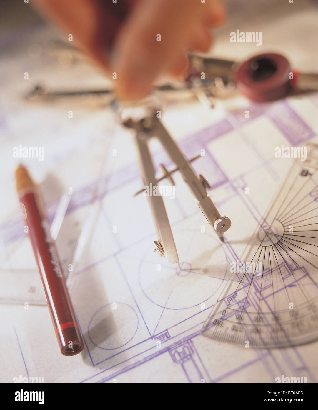 Close-up of a compass drawing Stock Photo - Alamy