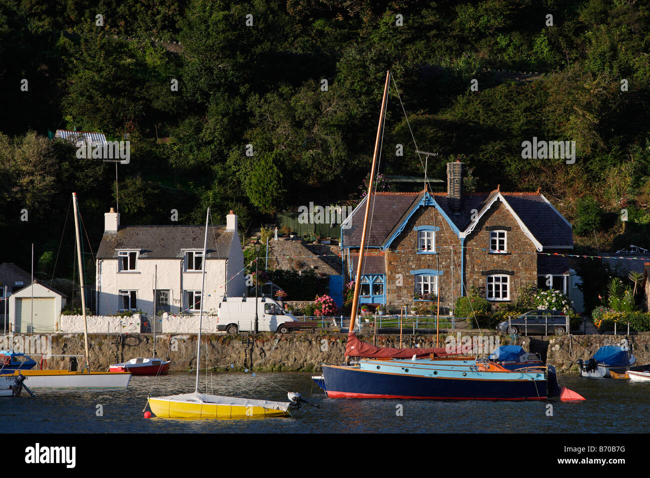 Fishguard Lower Town Fishguard bay boats Pembrokeshire Wales UK Stock ...