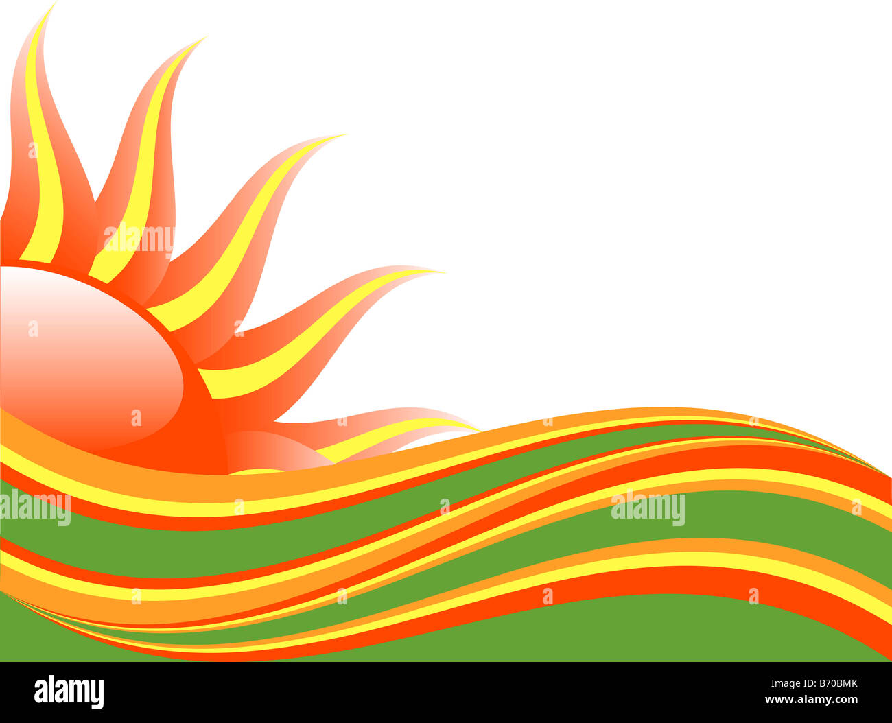 Abstract sun and red orange green and yellow waves Stock Photo - Alamy