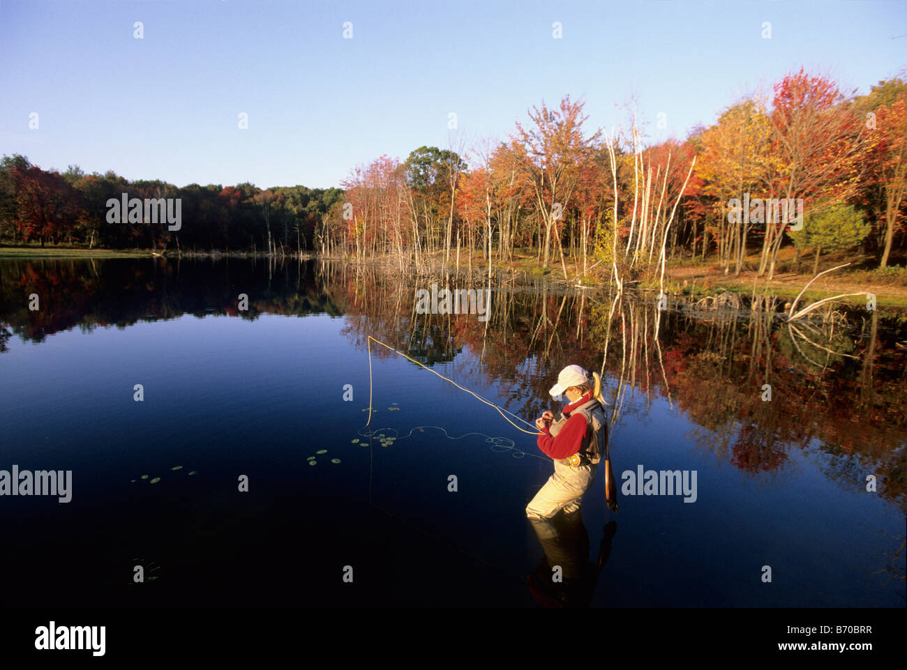 A person fly fishing in Pennsylvania Stock Photo - Alamy