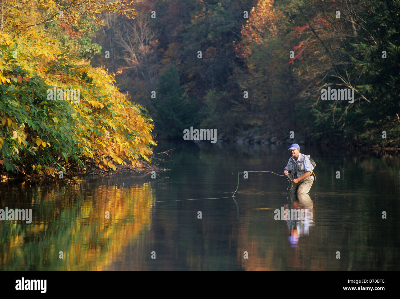 A person fly fishing in Pennsylvania Stock Photo - Alamy