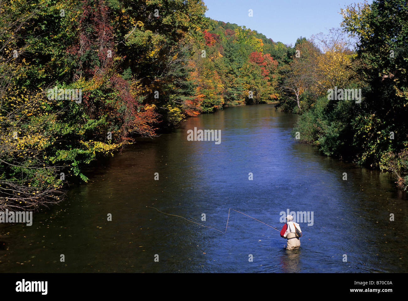 A person fly fishing in Pennsylvania Stock Photo - Alamy