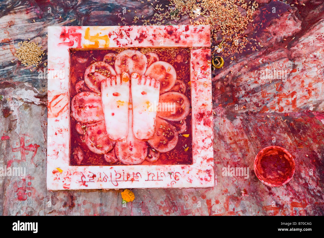 Close-up of footprints of God, Jagdish Temple, Udaipur, Rajasthan ...