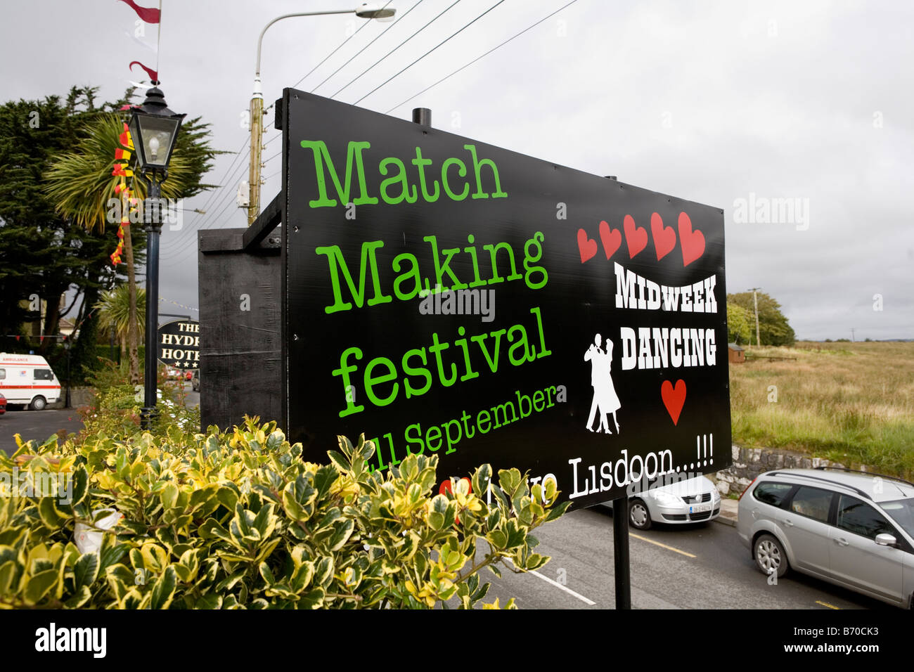 Lisdoonvarna Matchmaking Festival. The sign welcoming visitors in the ...