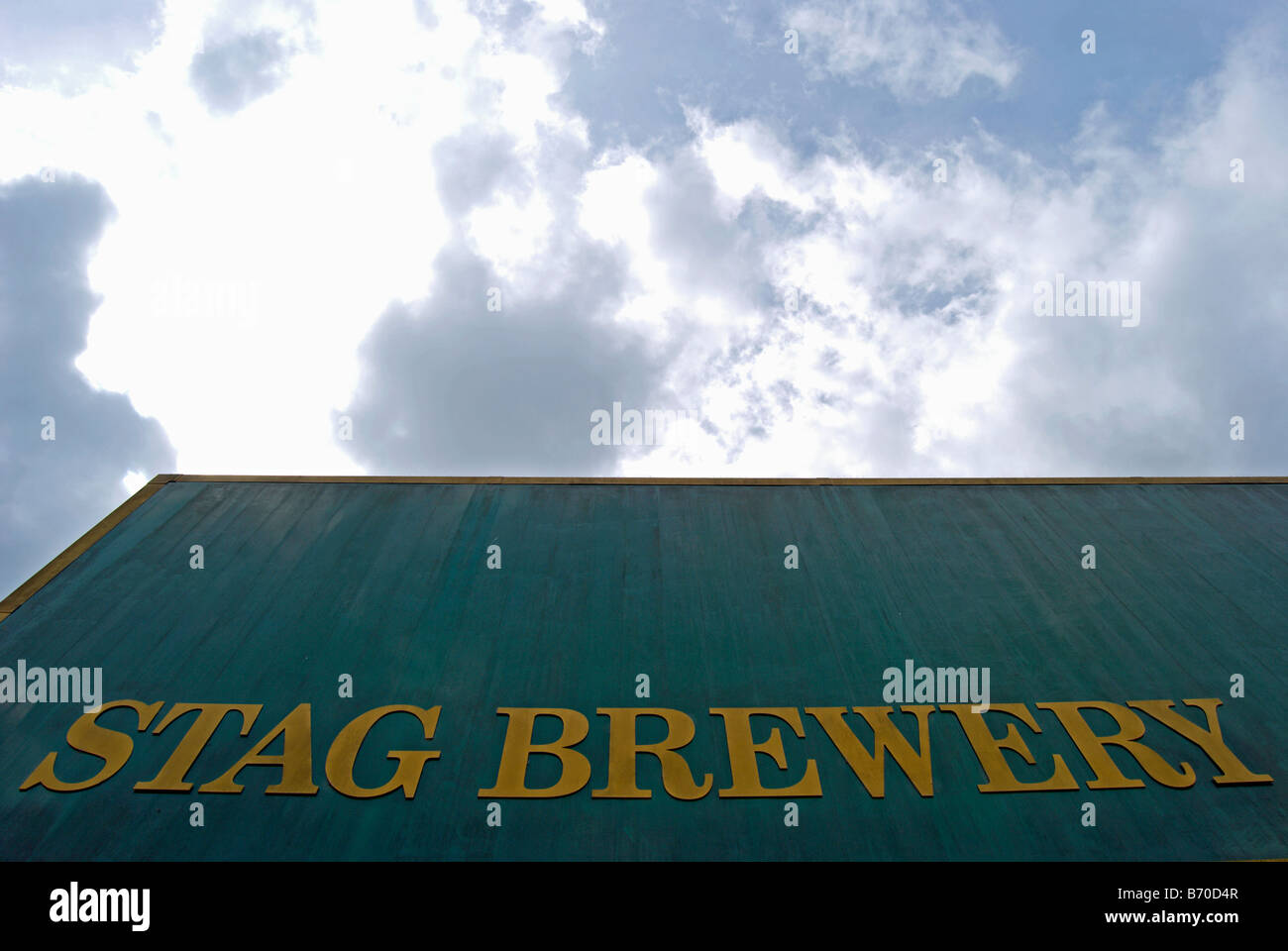 sign at the stag brewery, mortlake, southwest london, owned by anheuser ...