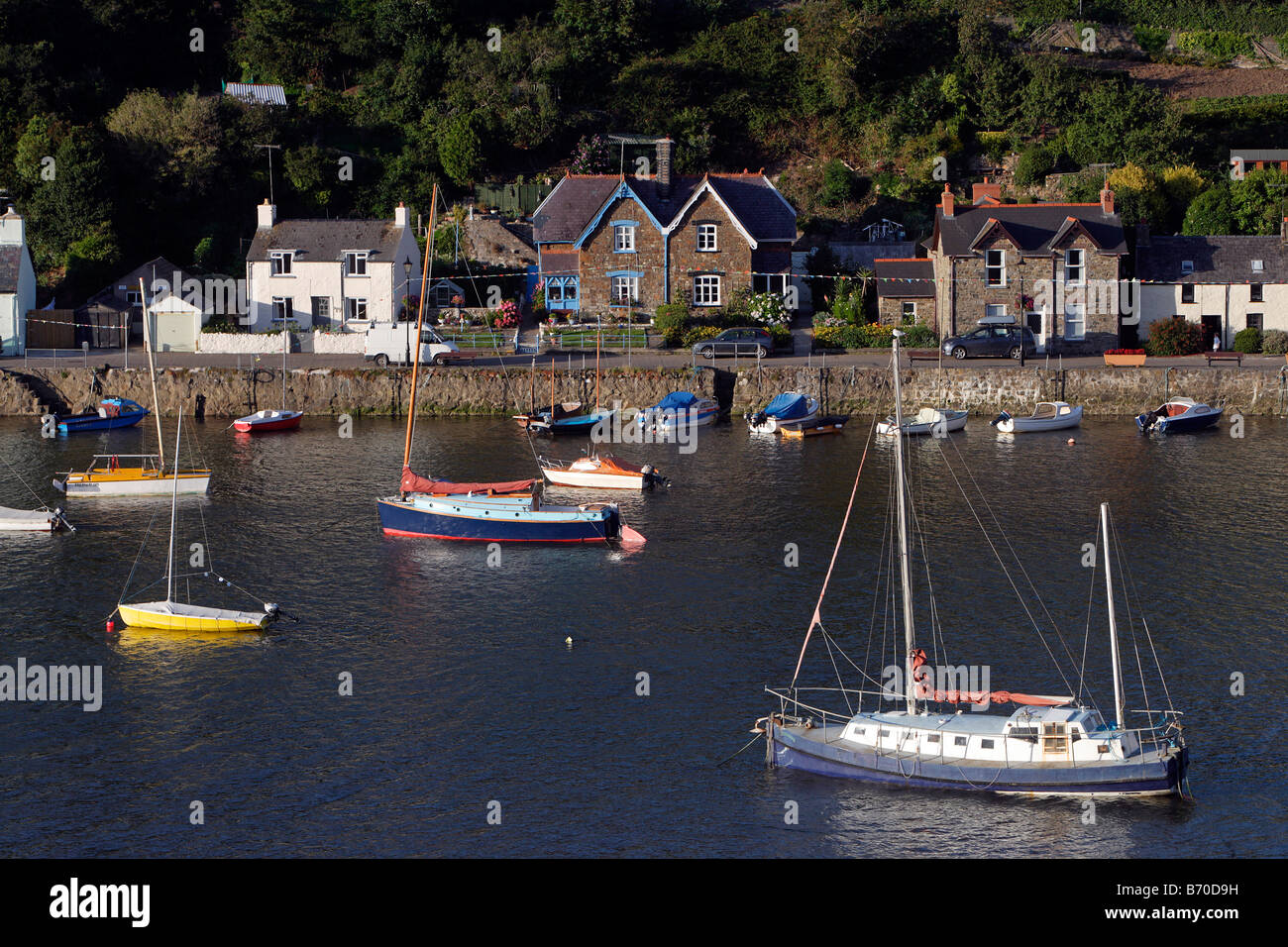 Fishguard Lower Town Fishguard bay boats Pembrokeshire Wales UK Stock ...