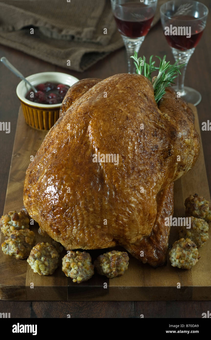 Roast turkey and stuffing Stock Photo - Alamy