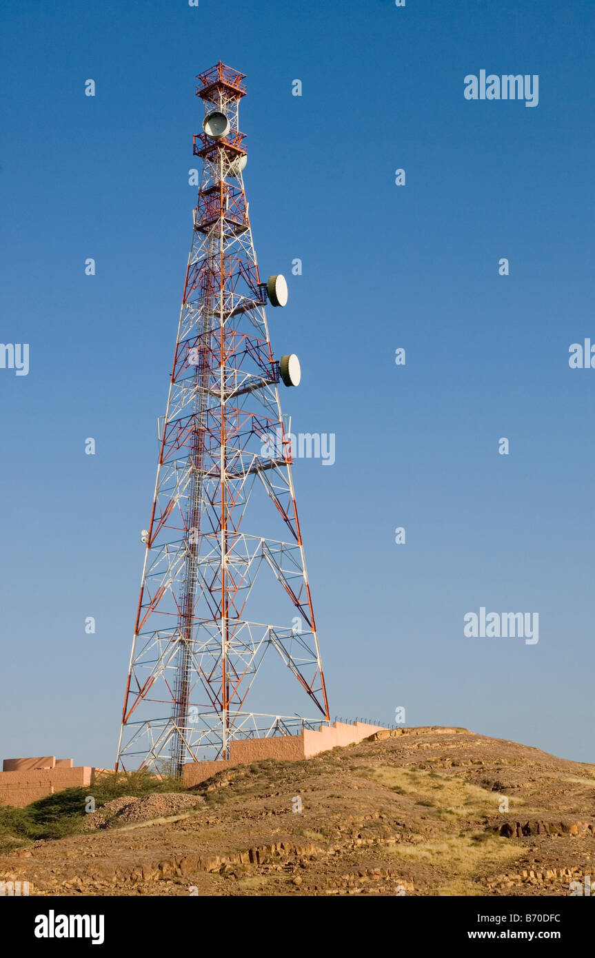 Low angle view of a communications tower, Jodhpur, Rajasthan, India ...