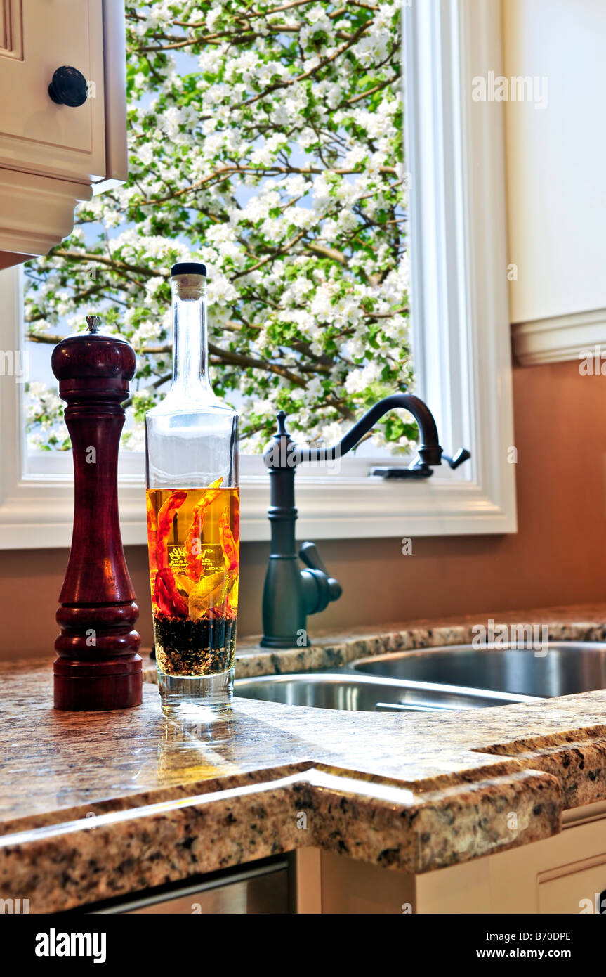 Modern luxury kitchen interior with granite countertop Stock Photo - Alamy