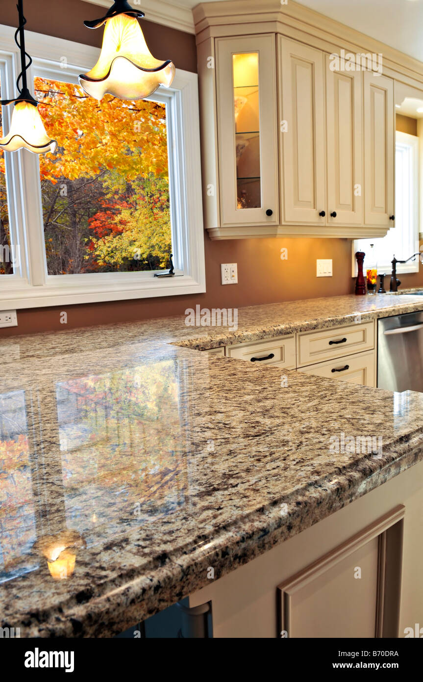 Modern luxury kitchen interior with granite countertop Stock Photo - Alamy