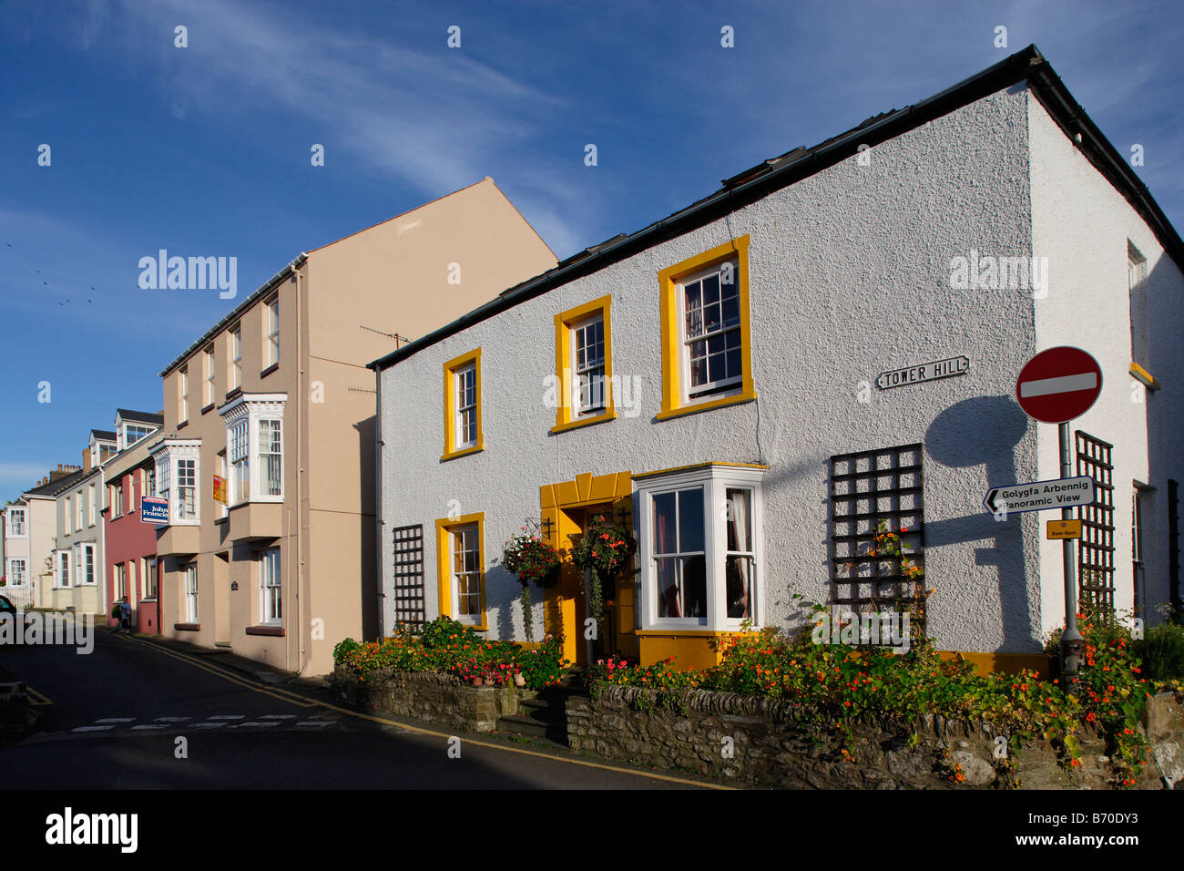 Fishguard Main street typical buildings Pembrokeshire Wales UK Stock ...
