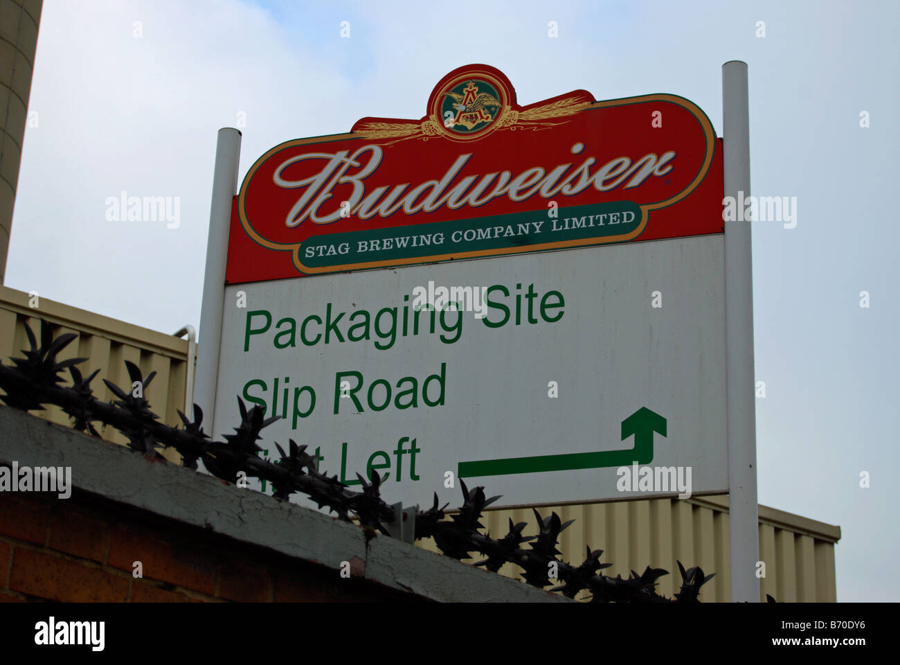 sign at the stag brewery, mortlake, southwest london, owned by anheuser ...