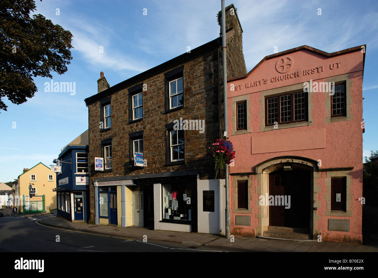 Fishguard Main street typical buildings Pembrokeshire Wales UK Stock ...