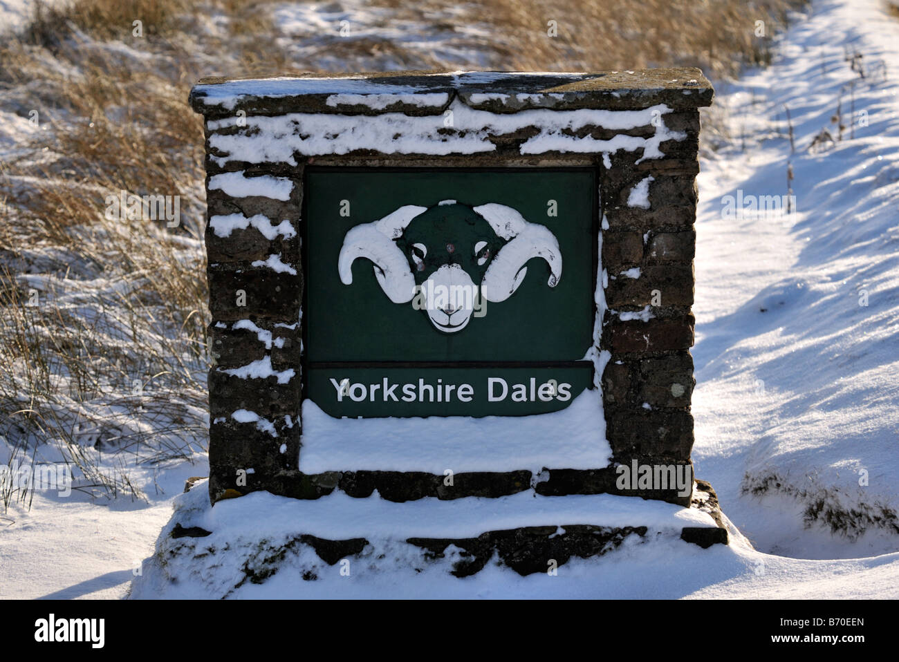 Yorkshire Dales National Park sign, Nateby Common, Birk Dale, North ...