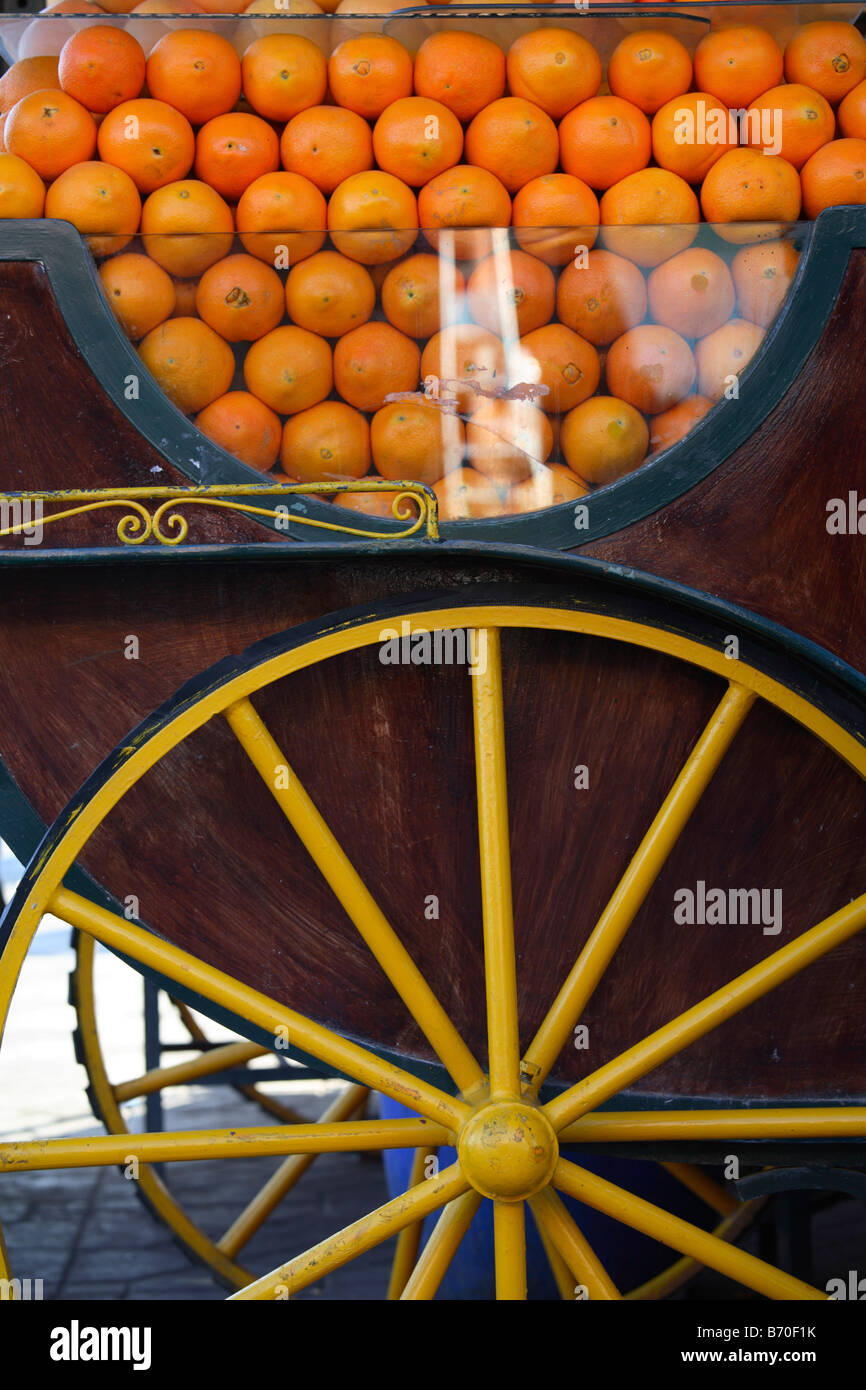 Orange cart in Djemaa el Fna square, Marrakech, Morocco Stock Photo - Alamy
