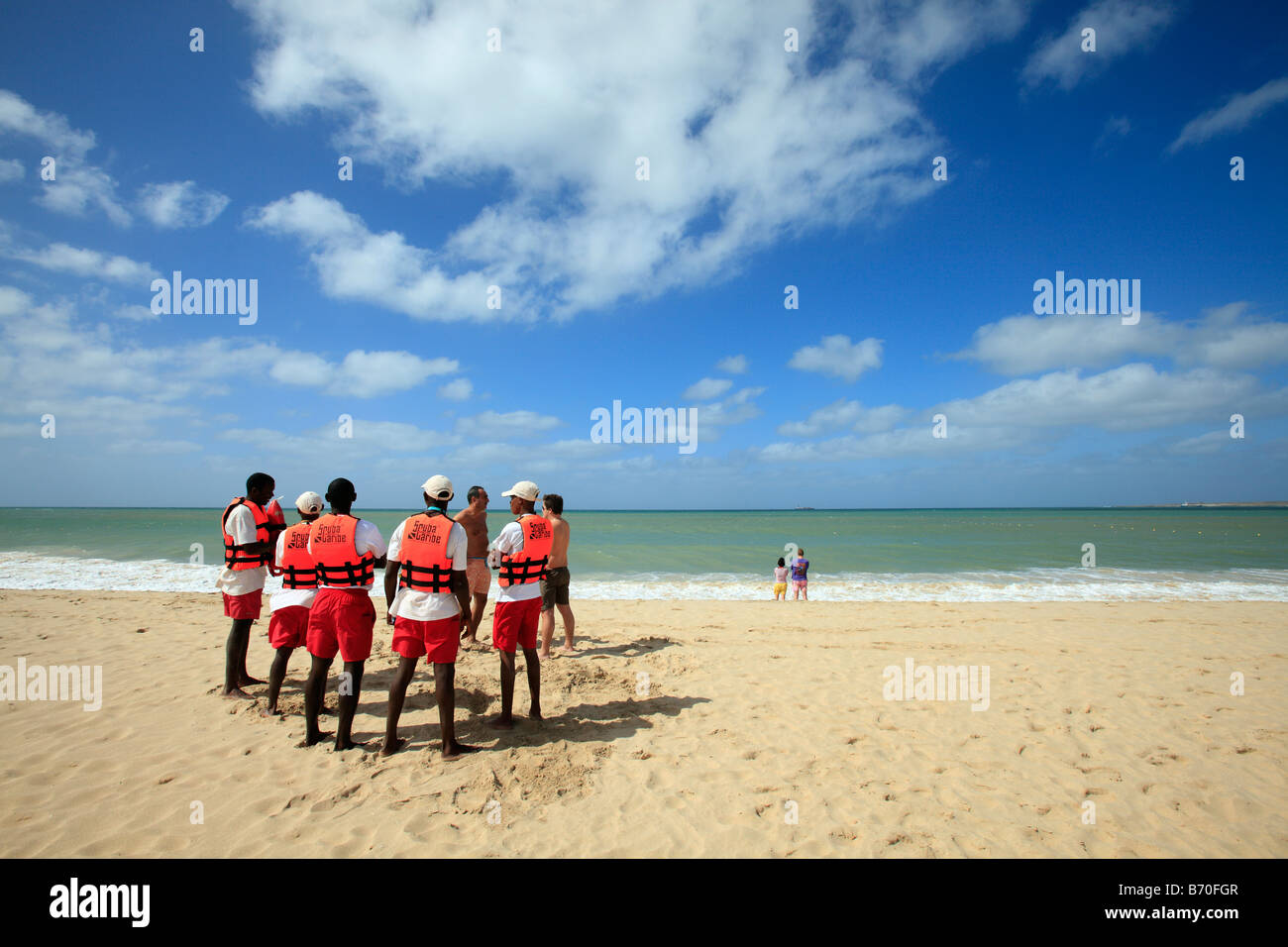 cape verde islands boa vista praia de chaves a group of life guards ...