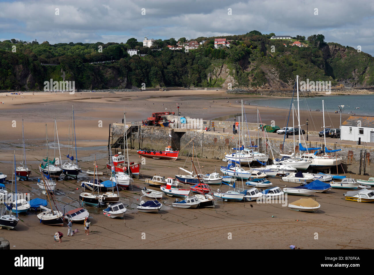 Tenby port harbour boats Pembrokeshire Wales UK Stock Photo - Alamy