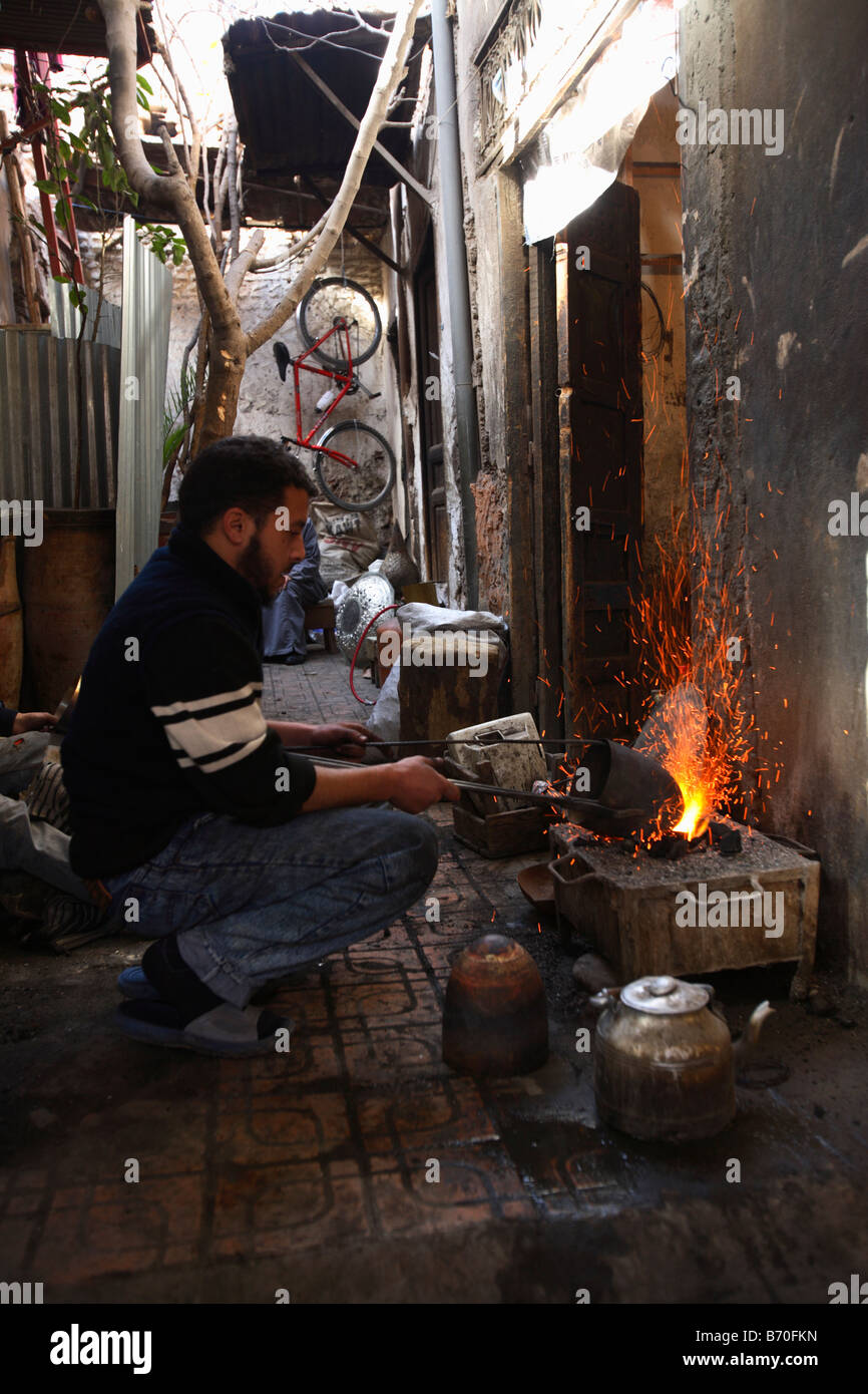 Blacksmith in the souk of Marrakech, Morocco Stock Photo - Alamy