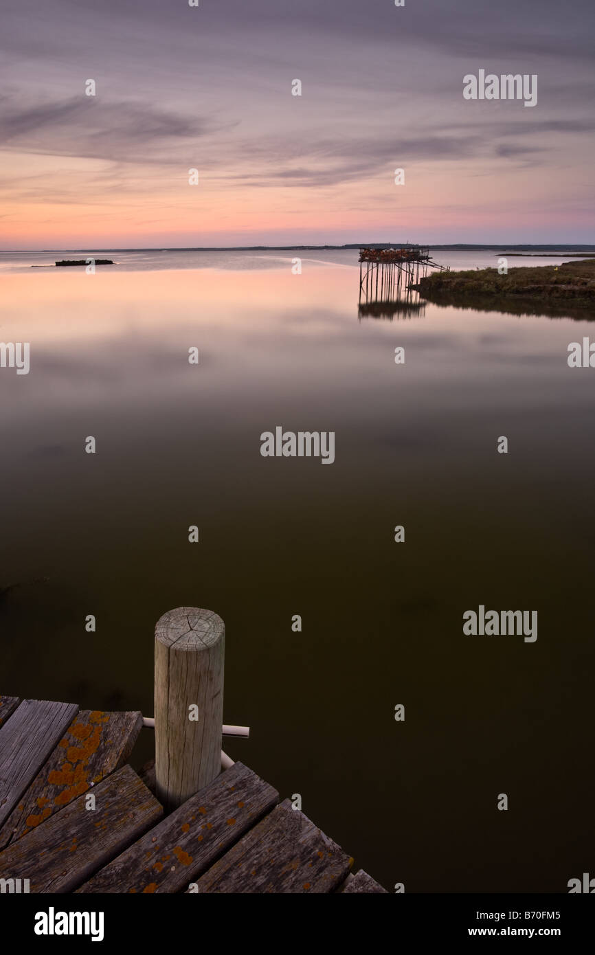 Carrasqueira peer at sunset - Palafitico dock - Portugal Stock Photo ...