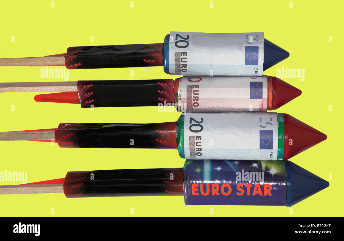 Fireworks with Euro notes Stock Photo - Alamy