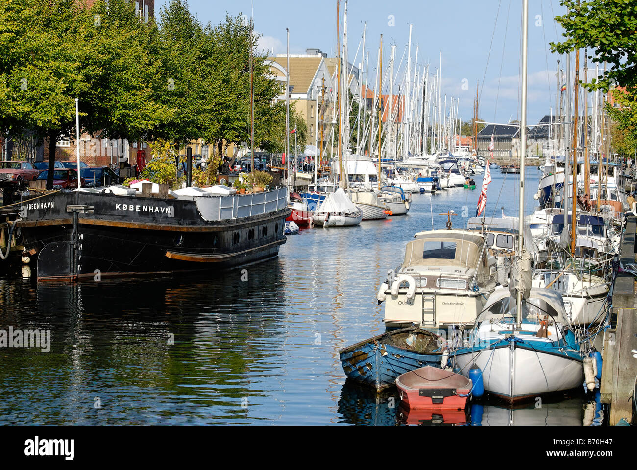 Boats moors at Christianshavns Channel Copenhagen Denmark Stock Photo ...
