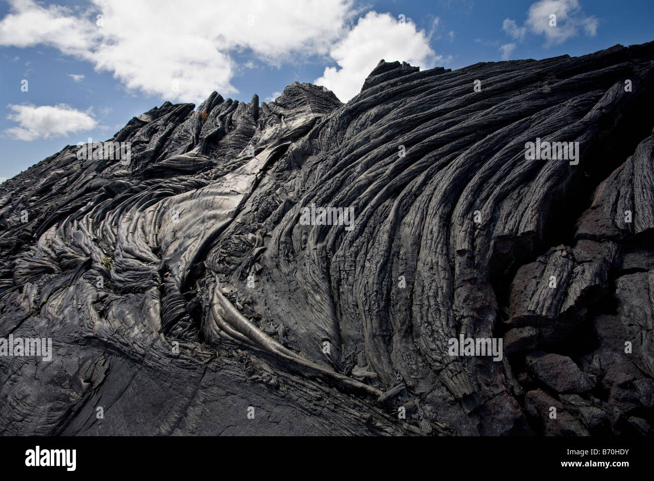Pahoehoe lava formation, Kilauea volcano, Big Island, Hawaii Stock ...