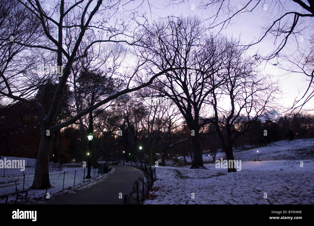 Central Park winter snow Stock Photo - Alamy