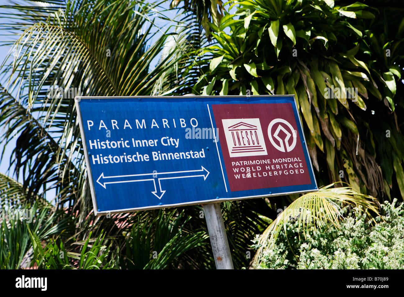 Suriname, Paramaribo, Unesco World Heritage sign of Historic Inner City ...