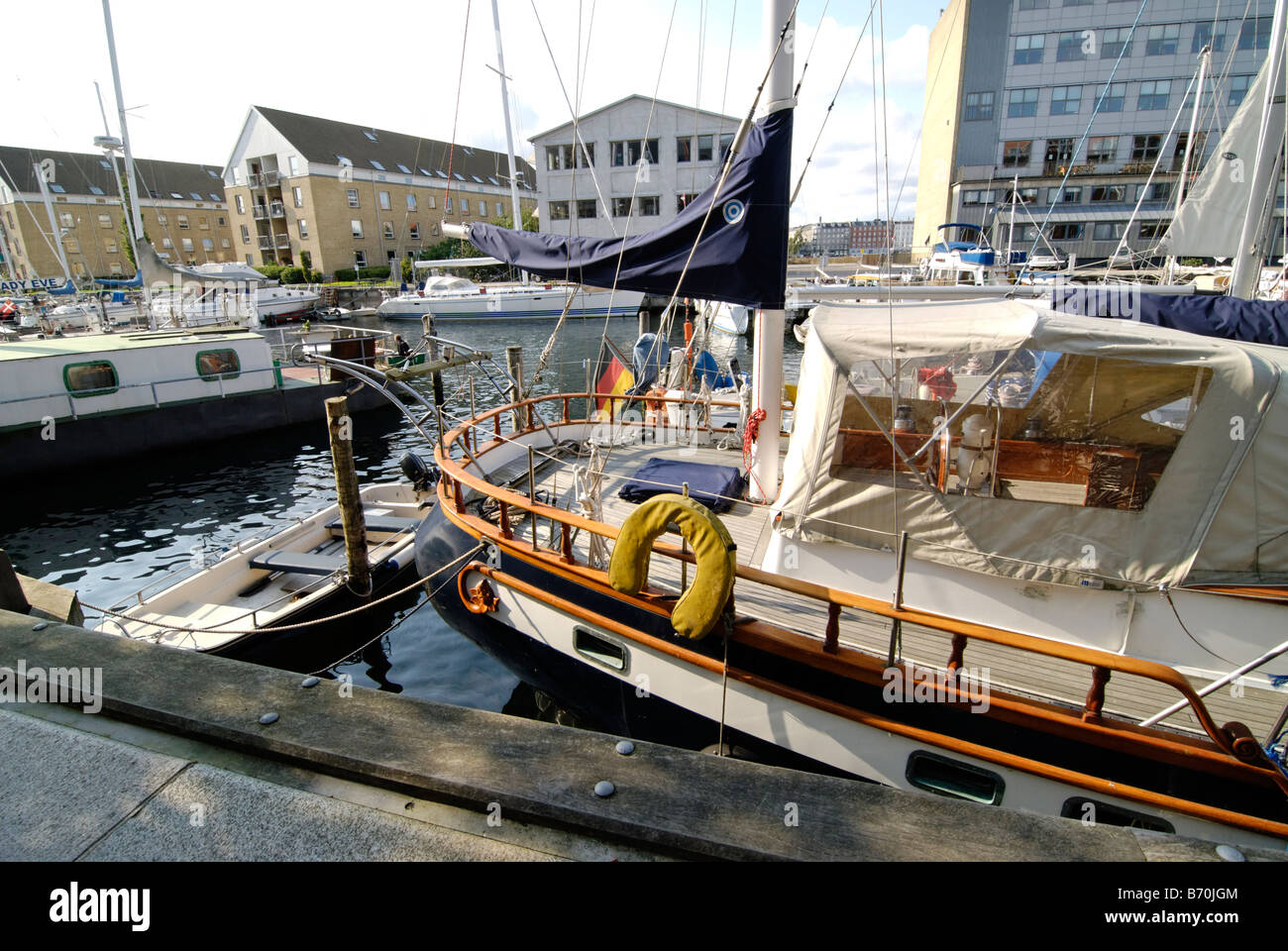 Boats moors at Christianshavns Channel Copenhagen Denmark Stock Photo ...