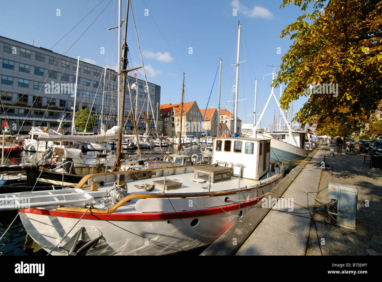Boats moors at Christianshavns Channel Copenhagen Denmark Stock Photo ...