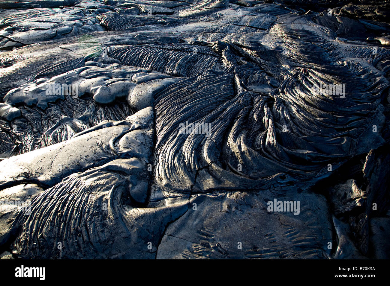 Pahoehoe lava formation, Kilauea volcano, Big Island, Hawaii Stock ...