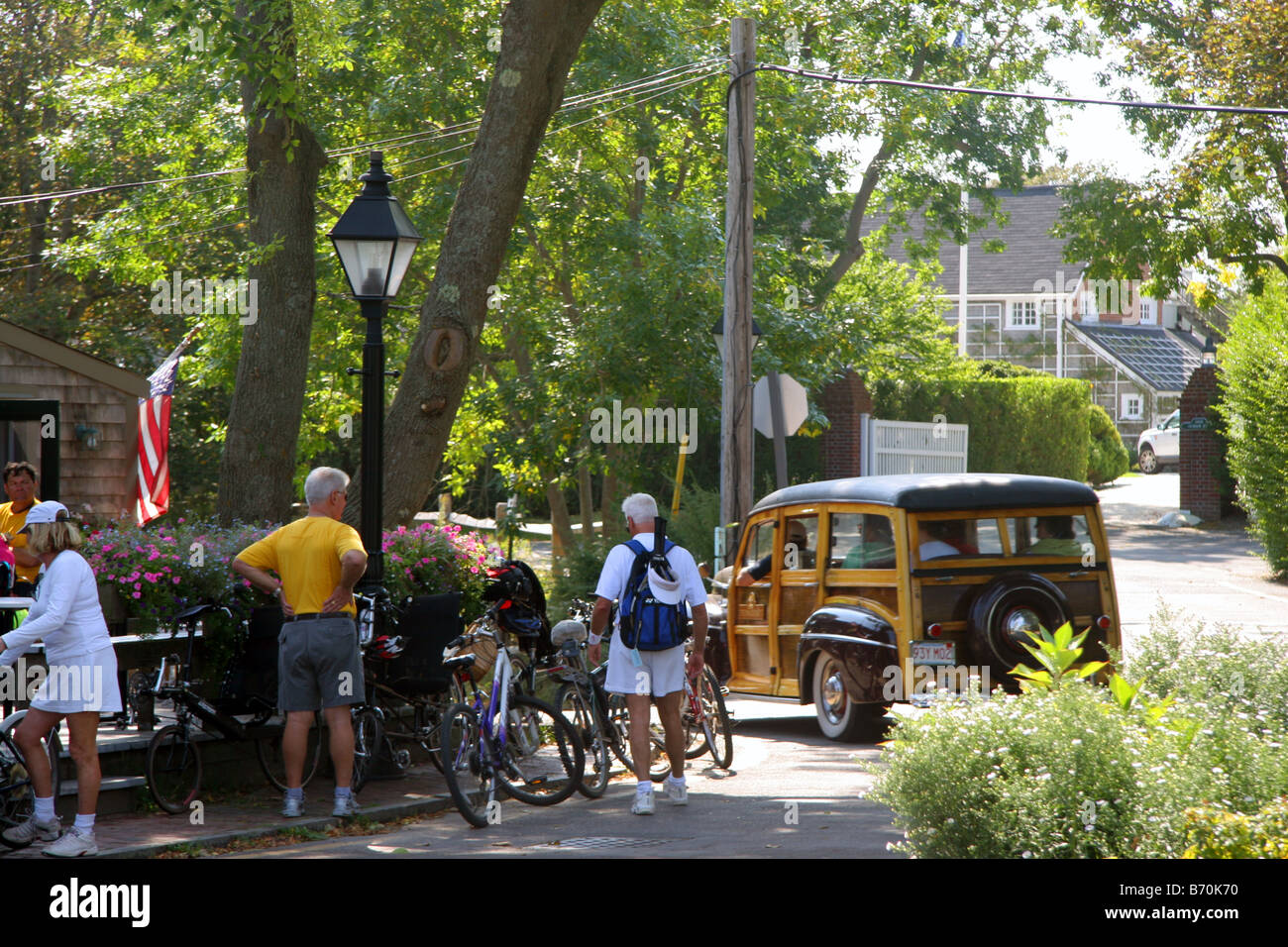 Tourists in Sconset Nantucket Island Cape Cod USA Stock Photo - Alamy