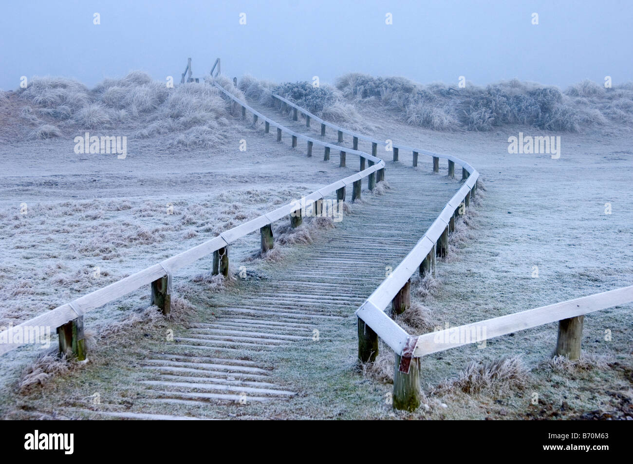 Frozen path to the beach Stock Photo - Alamy