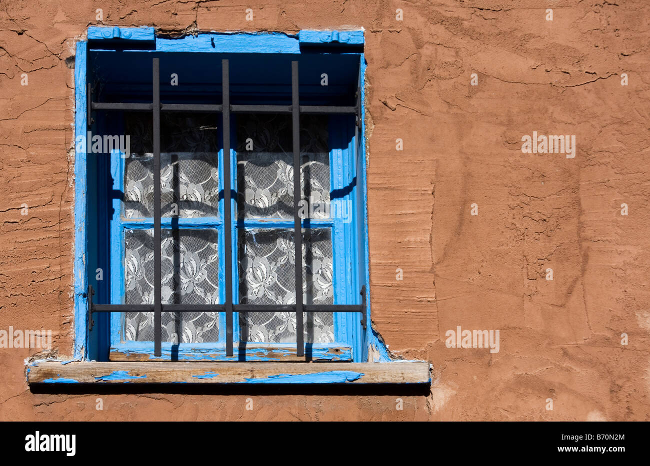 A turquoise painted window frame in Santa Fe Stock Photo - Alamy