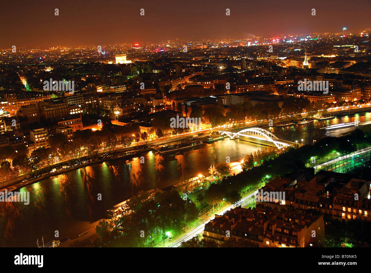 View of Paris from Eiffel tower at night Stock Photo - Alamy