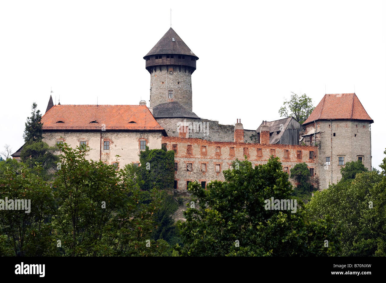 medieval castle of the holy order of knights - Sovinec. Massive stone ...