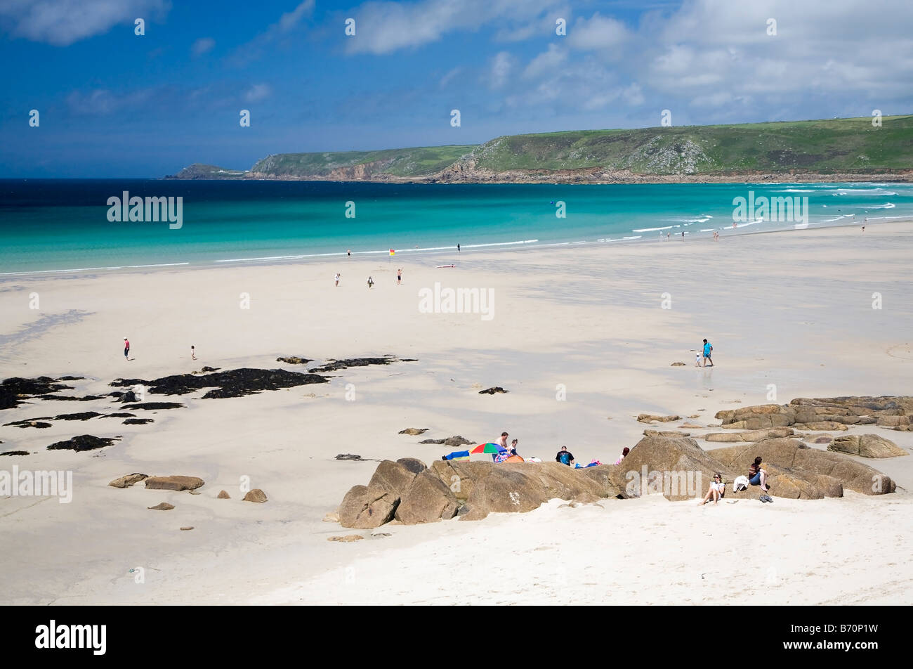 Sennen Beach looking towards Cape Cornwall, Near Lands End, West ...
