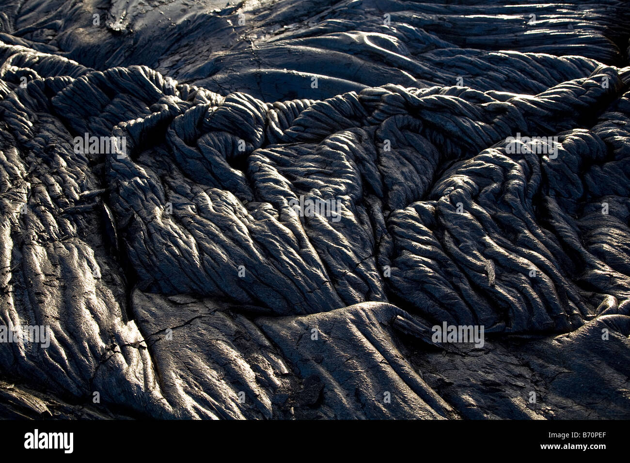 Pahoehoe lava formation, Kilauea volcano, Big Island, Hawaii Stock ...