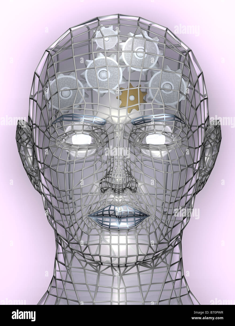 Illustration of cogs or gears in human head representing cognitive ...
