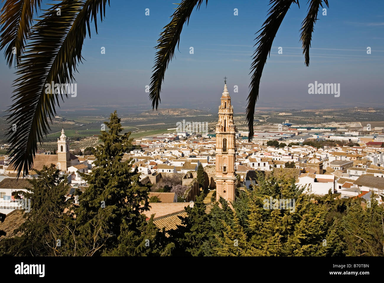 victoria tower and panoramic view of estepa sevilla andalusia spain ...