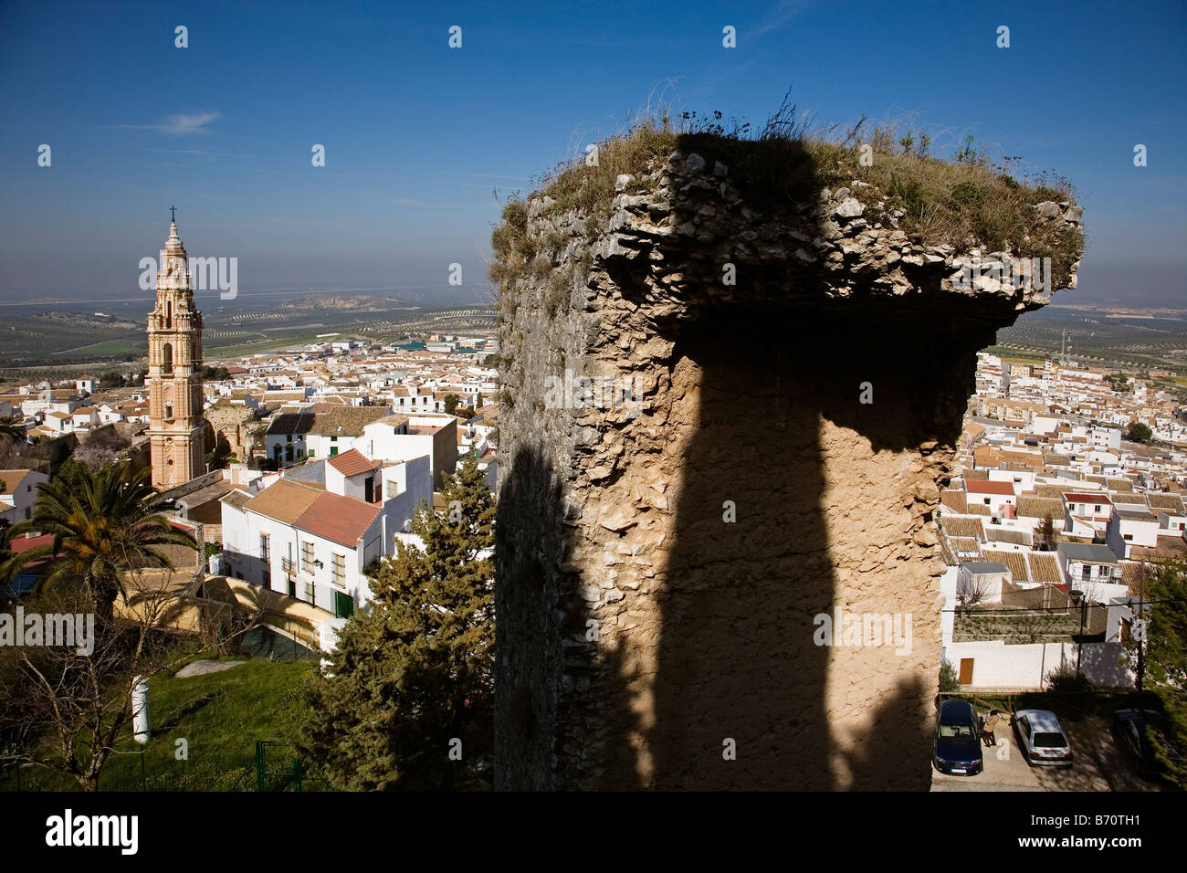arabic wall victoria tower and panoramic view of estepa sevilla ...