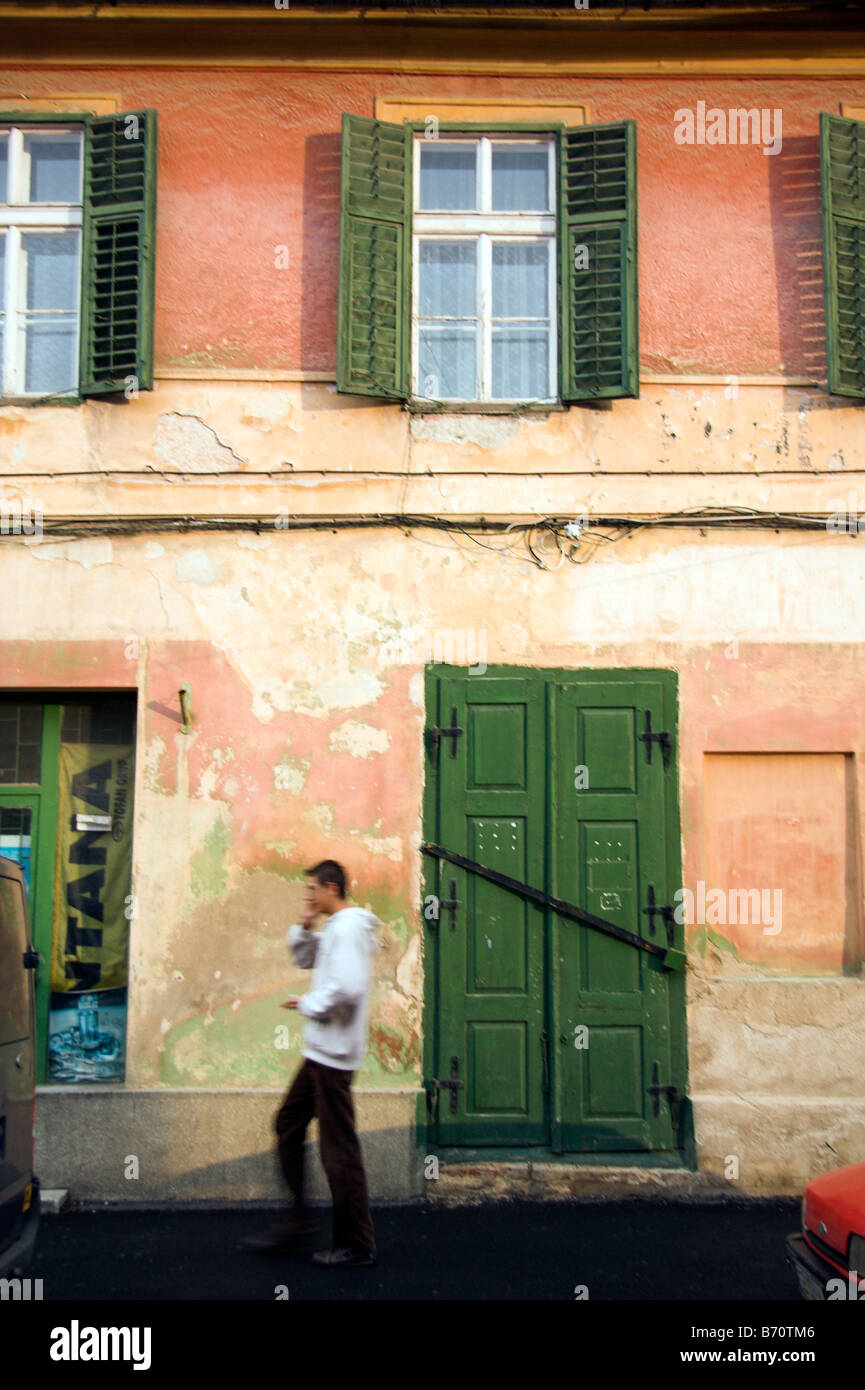 Shuttered house, Sibiu, Transylvania, Romania Stock Photo - Alamy