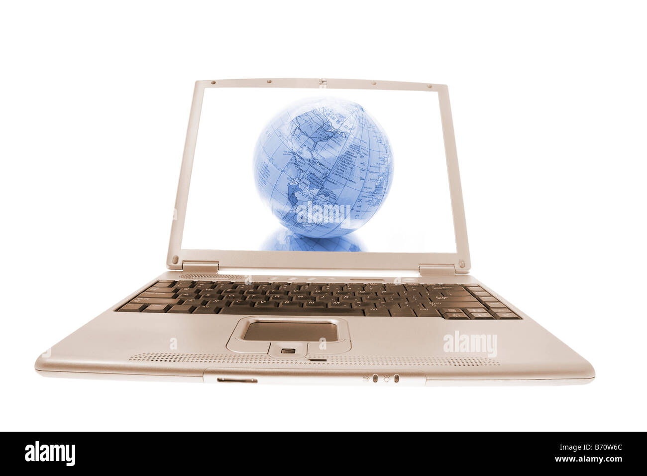 Laptop with Globe Stock Photo - Alamy