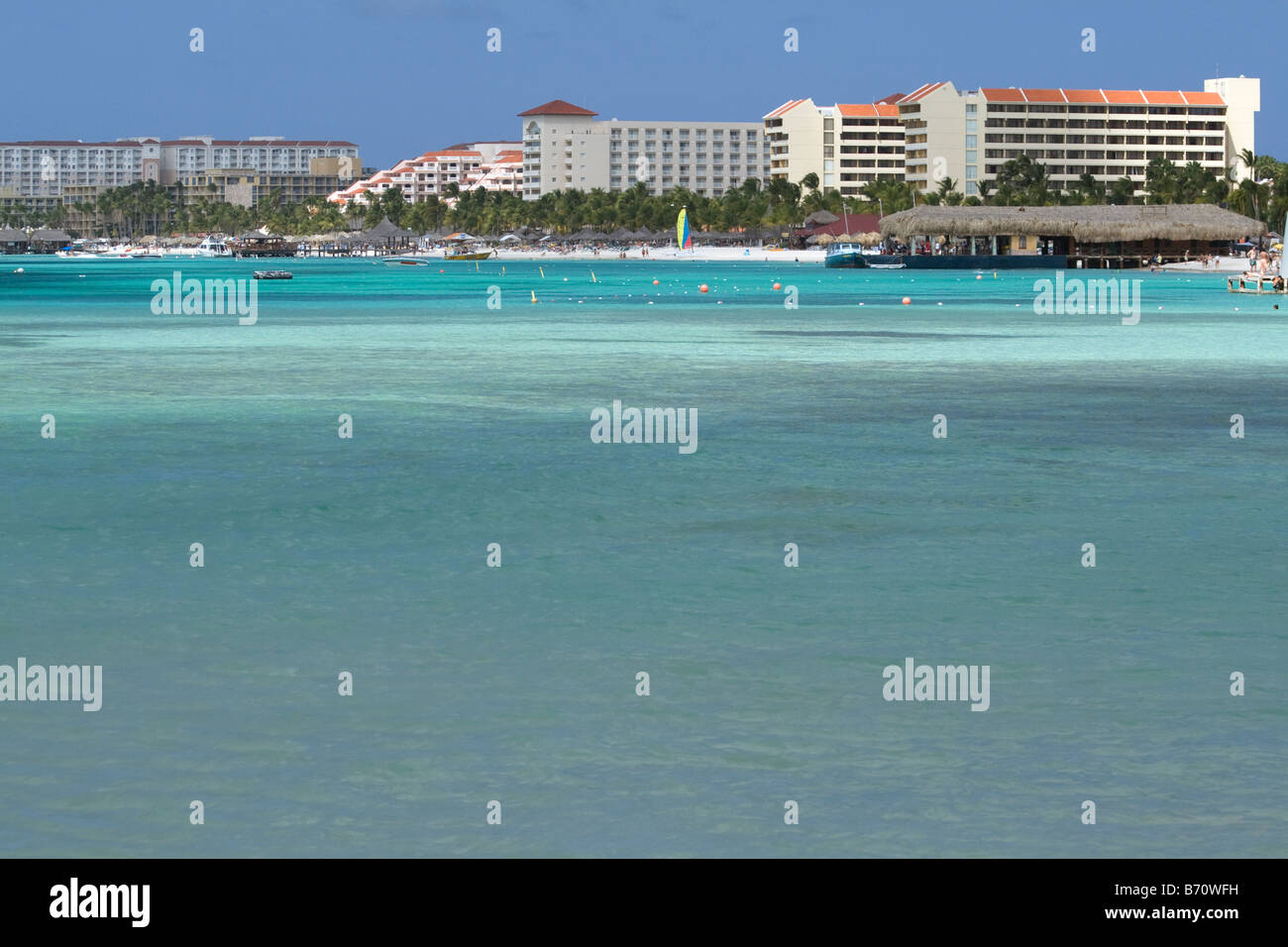 High rise hotels on Aruba's Palm Beach Stock Photo - Alamy