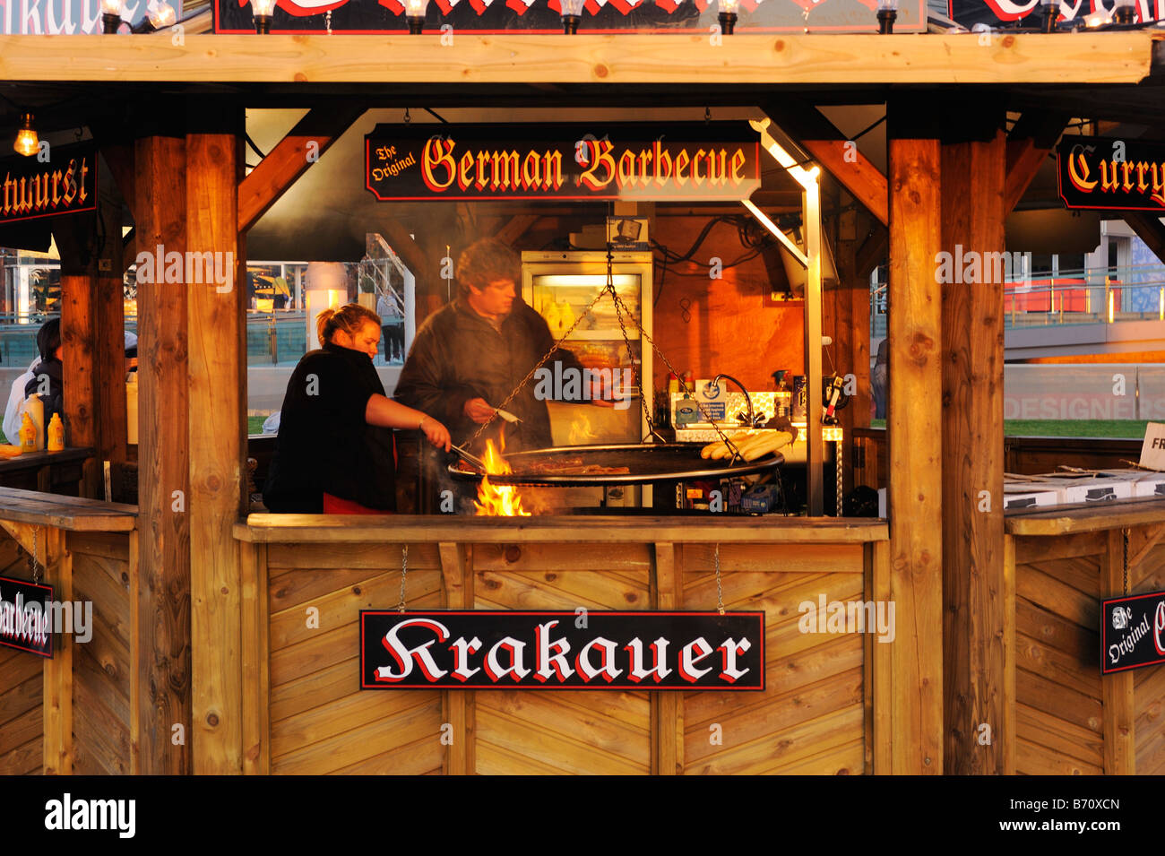 European food stall in Liverpool One shopping complex during the ...