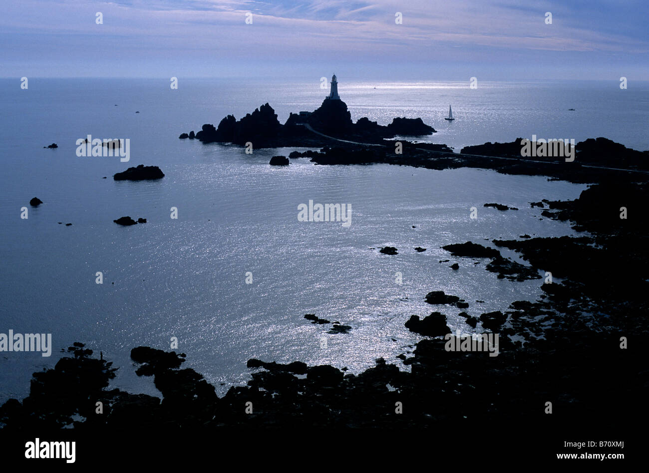Corbière Lighthouse, on Corbière Point, Jersey, Channel Islands, in ...